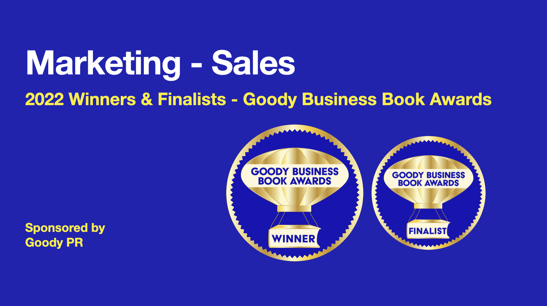 2022 Award for Marketing / Sales - Sales - Goody Business Book Awards